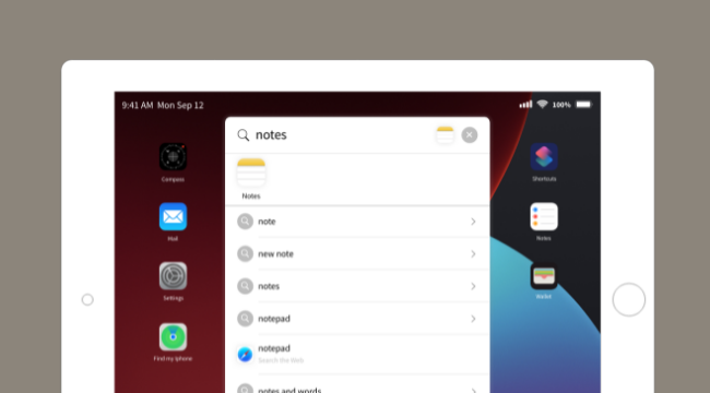 Free Wireframe Template for iPad 14 - Notes app