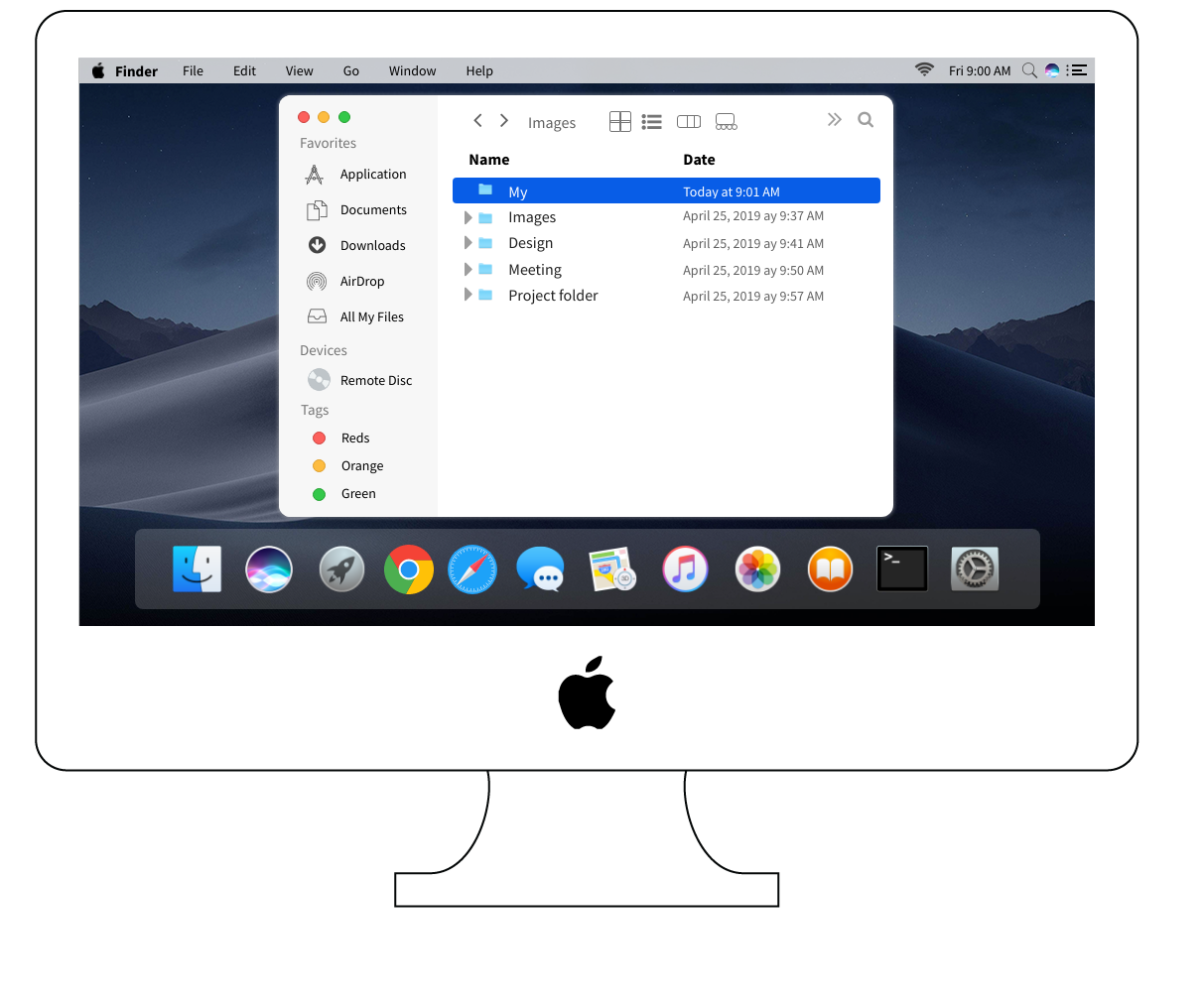 Free Wireframe Template for Mac OSX desktop - Finder