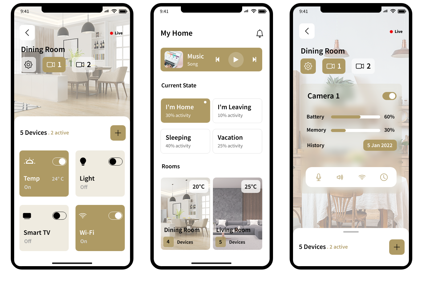 Free Wireframe Template for Smart home UI app 2
