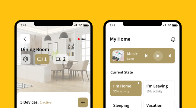 Free Wireframe Template for Smart home UI app 2