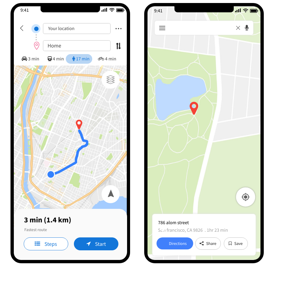 Free Wireframe Template for iOS - Google Map