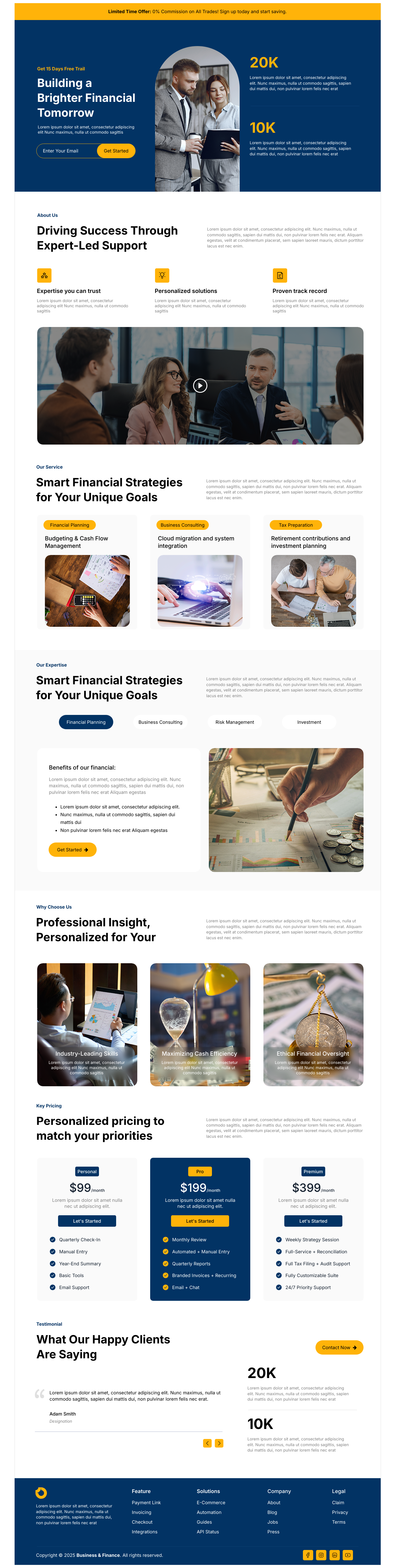 Free Wireframe Template for Business & Finance Consultancy