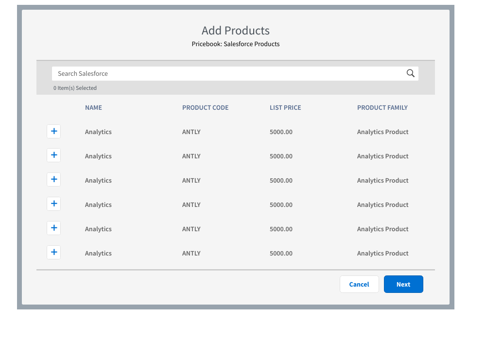 Free Wireframe Template for Salesforce - Add product