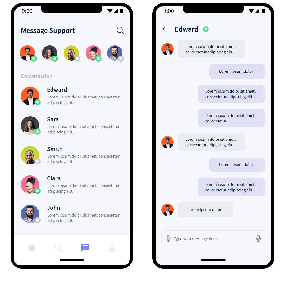 Free Wireframe Template for Helpdesk - Message support