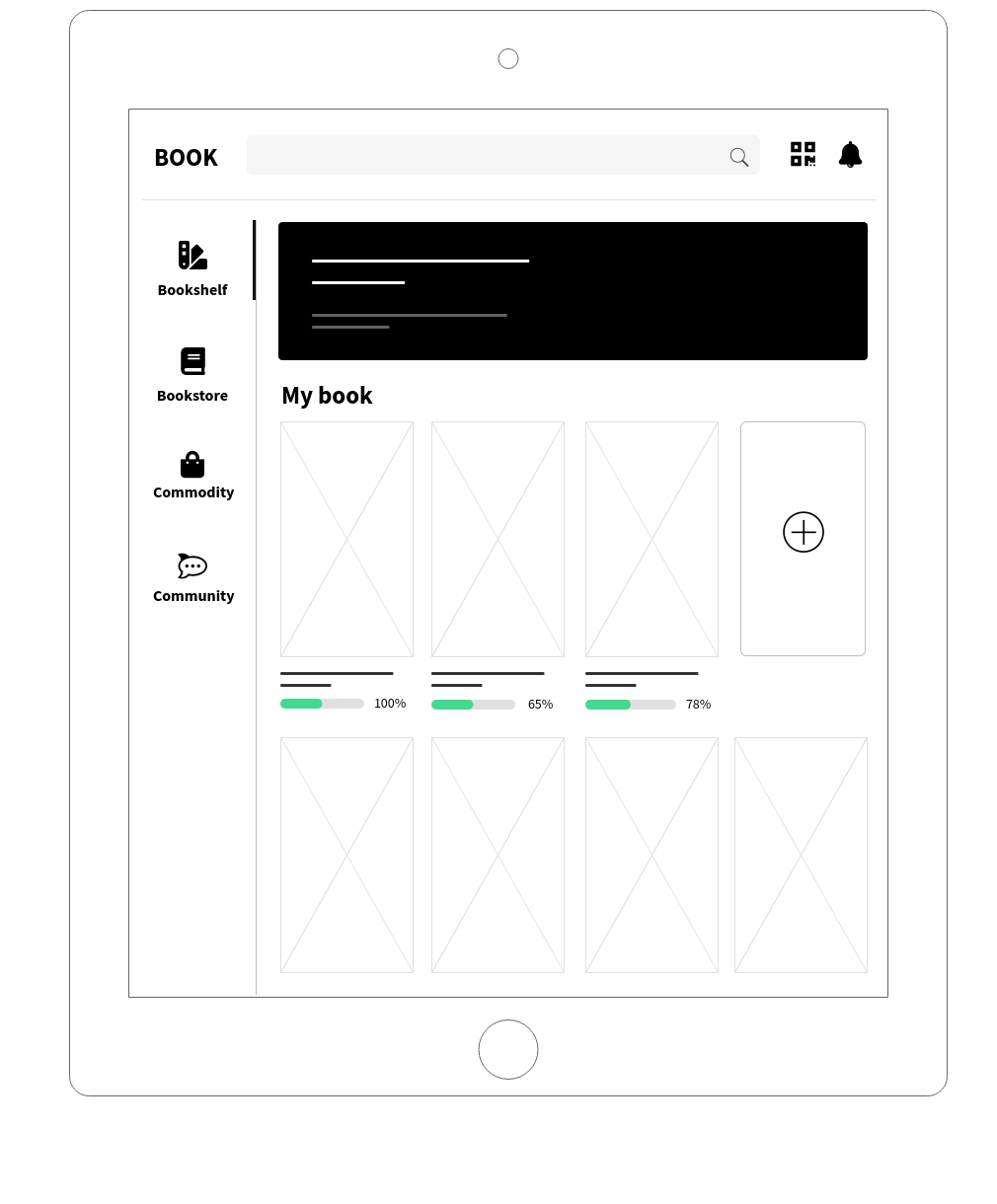 Free Wireframe Template for Books reading app