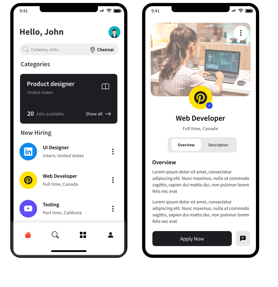 Free Wireframe Template for Job search app 3