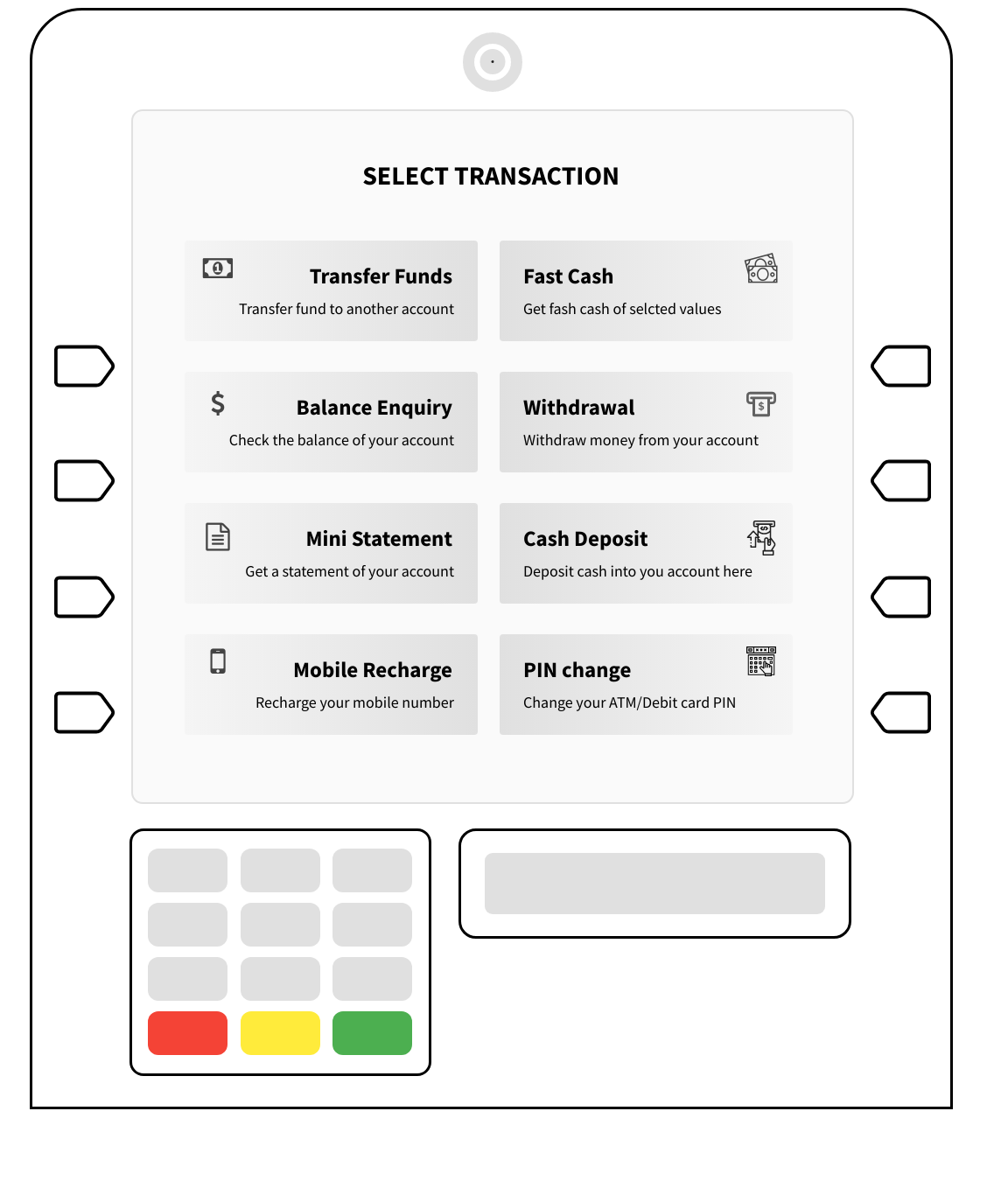 Free Wireframe Template for ATM - Transaction type