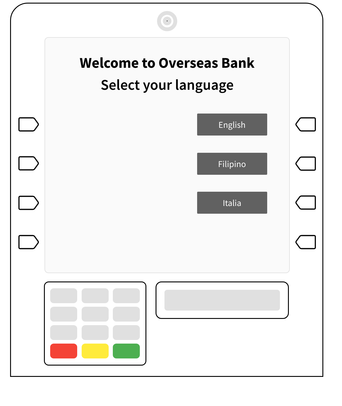 Free Wireframe Template for ATM - Welcome screen