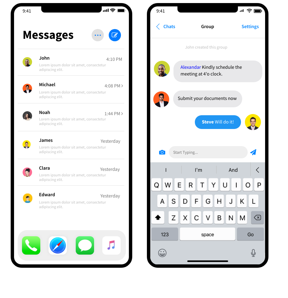 Free Wireframe Template for iPhone 14 - Message app