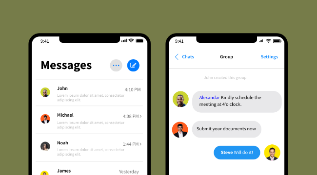 Free Wireframe Template for iPhone 14 - Message app