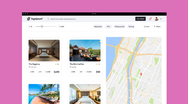 Free Wireframe Template for Travel & reservation app2