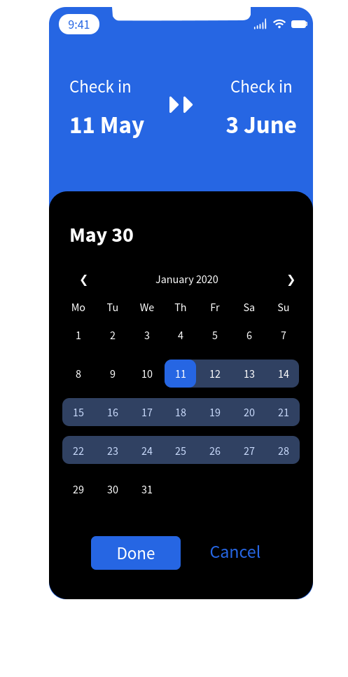 Free Wireframe Template for Calendar app