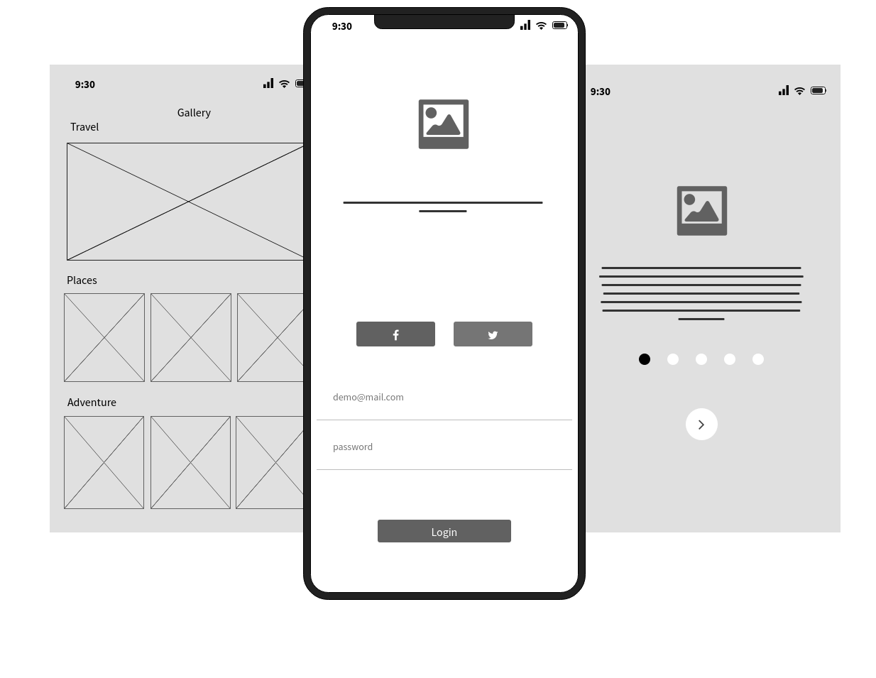 Free Wireframe Template for Travel app