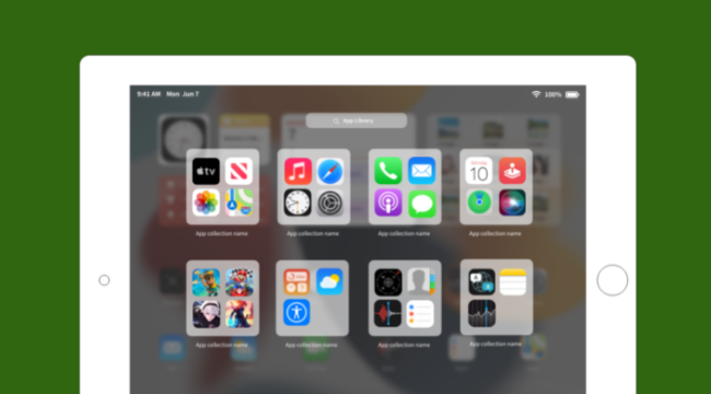 Free Wireframe Template for iPad OS 15 - App library