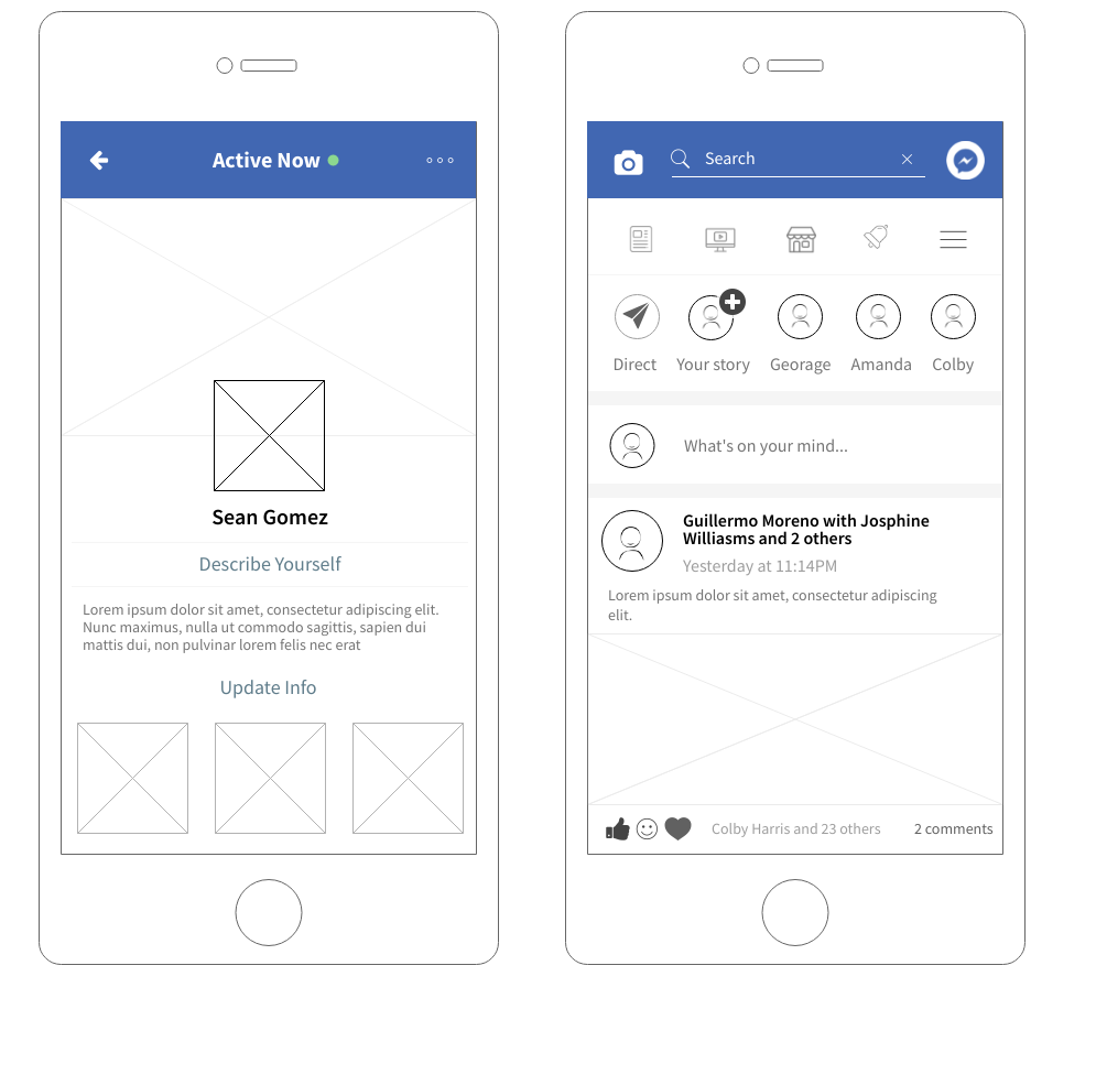 Free Wireframe Template for Facebook social kit